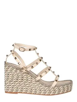 VALENTINO Rockstud Leather Wedges