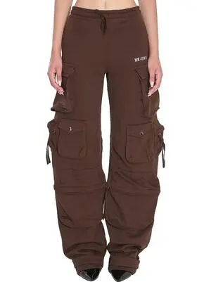 Attico Cotton Cargo Trousers - Brown