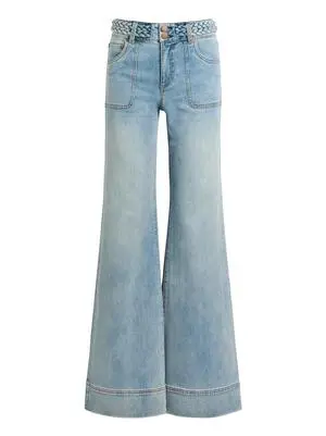 Alice + Olivia Juno Braided Wide-leg Jeans - Blue