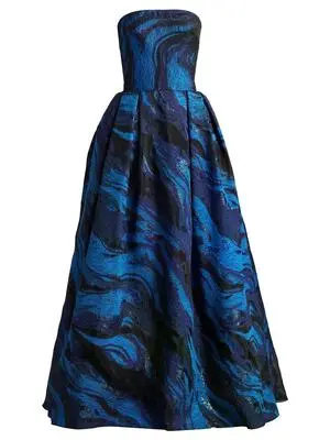 Tadashi Shoji Swirl-print Gown - Blue