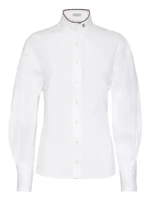 Brunello Cucinelli High-collar Button-up Shirt - White