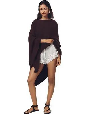 FLAT WHITE Poncho Sweater - Brown