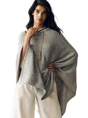 FLAT WHITE Poncho Sweater - Grey