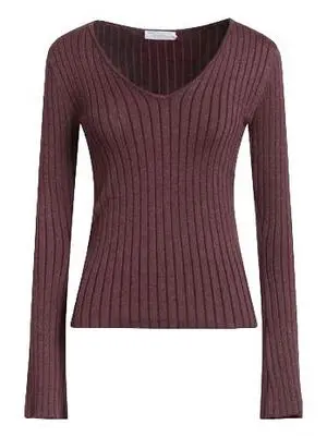 Majestic Filatures Long Sleeve Ribbed Metallic Knit Sweater - Purple