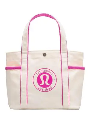 Lululemon Daily Multi-Pocket Mini Canvas Tote Bag Natural/pow Pink Tone