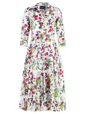 SAMANTHA SUNG Audrey Floral-Print Pleated Midi Dress