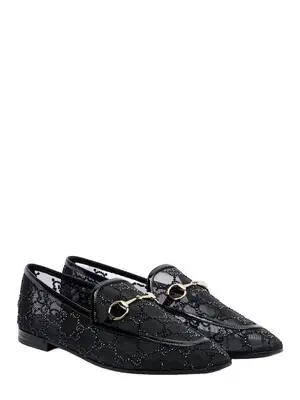 Gucci Jordaan Gg Crystal Loafers - Black