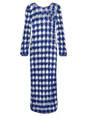 Anna Kosturova Crochet Cotton Maxi Dress - Blue
