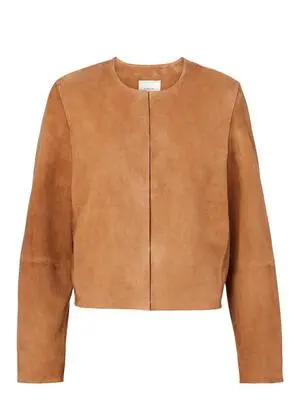 Vince Cropped Suede Jacket - Brown