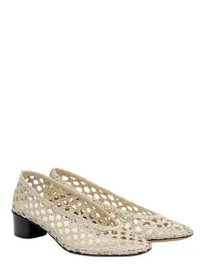 Le Monde Beryl Woven Leather Pumps - Beige