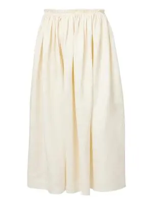 Gabriela Hearst Chiara Gathered Linen Midi Skirt - White