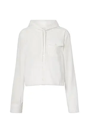 JW Anderson Pinstripe Cropped Hooded Shirt - White