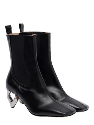 JW Anderson Chain Leather Ankle Boots - Black