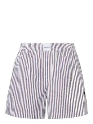 Attico Striped Cotton Shorts - White