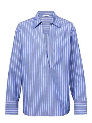 Vince Striped Cotton Polo Shirt - Blue