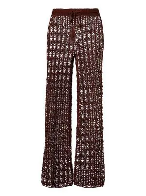 Anna Kosturova Crochet Wide-leg Pants - Brown