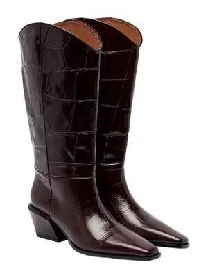Paris Texas Bettina 50 Croc-effect Leather Cowboy Boots - Burgundy