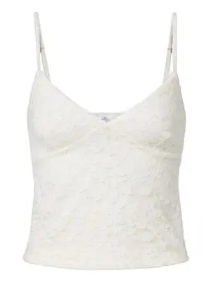 BANANHOT Floral Lace V-neck Top - White