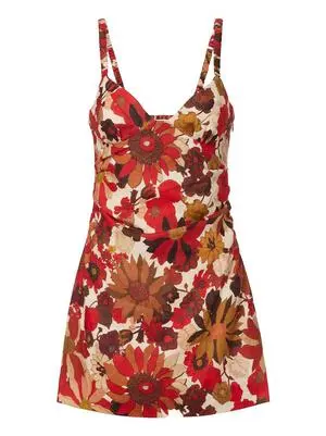 Sir The Label Primrose Floral Linen Minidress - Red
