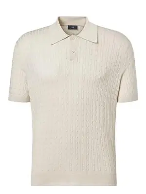 Dunhill Cable-knit Cotton And Silk Polo Shirt - White