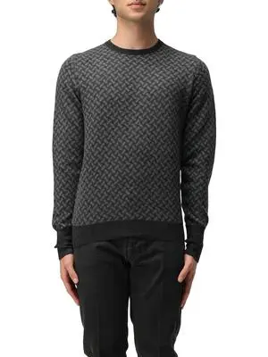 DRUMOHR Geometric Pattern Crew Neck Sweater - Grey 1