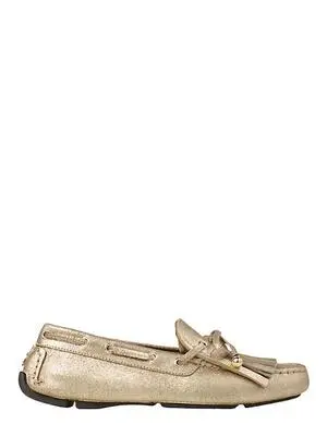 JIMMY CHOO Manon Metallic Suede Loafers - Gold/gold