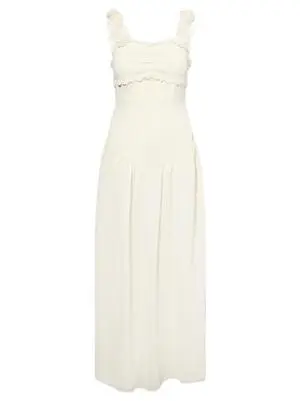 AMY LYNN Rose-appliqué Woven Maxi Dress - Cream