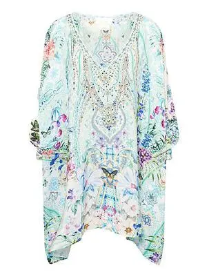 Camilla V-neck Printed Silk Kaftan - Sunrise In Sintra