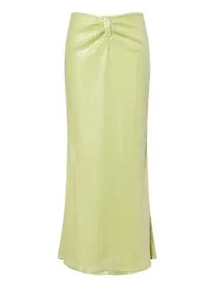 AMY LYNN Sequin Embellished Woven Midi Skirt - Lime