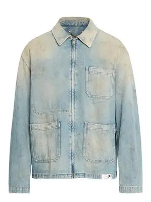 GOLDEN GOOSE Distressed Full-zip Denim Jacket - Light Blue