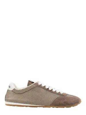 Miu Miu Low-Top Mesh And Suede Sneakers Argilla