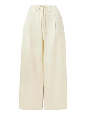 RÓHE Pleated Satin Wide-leg Pants - Neutrals