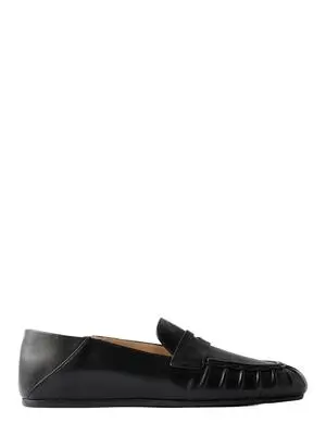 STUART WEITZMAN Brooks Collapsible-heel Leather Loafers - Black