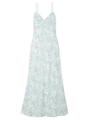 Theory Floral-print Satin Midi Dress - White