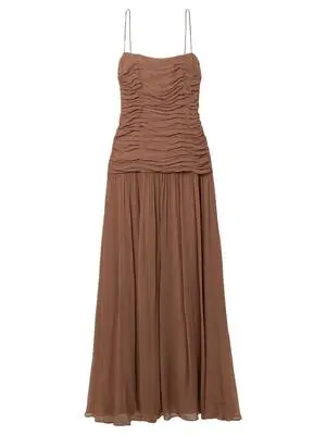 Staud Crepon Maxi Dress - Brown