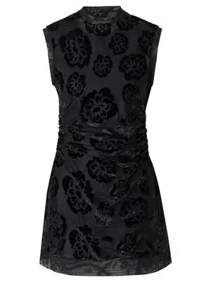Sir The Label Vittoria Ruched Devoré-velvet Mini Dress - Black