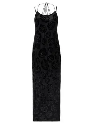Sir The Label Vittoria Devoré-velvet Halterneck Gown - Black