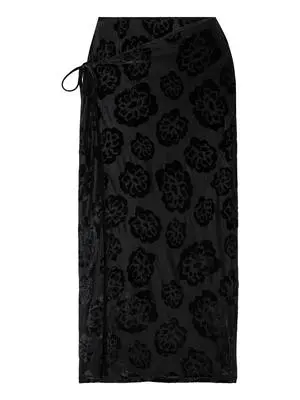 Sir The Label Vittoria Stretch Devoré-velvet Midi Wrap Skirt - Black
