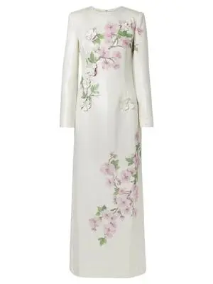 Oscar De La Renta Bead-embellished Appliquéd Sequined Gown - White