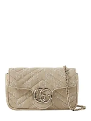 Gucci GG Marmont 2.0 Matelassé Canvas-Jacquard Shoulder Bag Beige