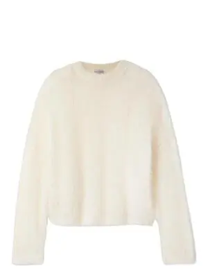 Brunello Cucinelli Open-knit Mohair And Silk-blend Sweater - Ecru