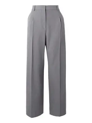 Alaïa Pleated Wool-gabardine Straight-leg Capri Pants - Gray