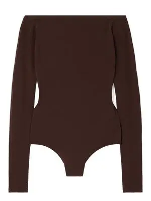 Alaïa Off-the-shoulder Stretch-jersey Bodysuit - Brown