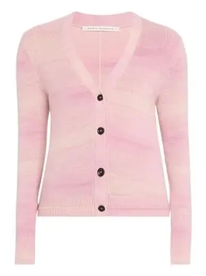 Maria Mcmanus Featherweight Cashmere Slim V-neck Cardigan - Space Dye Pink