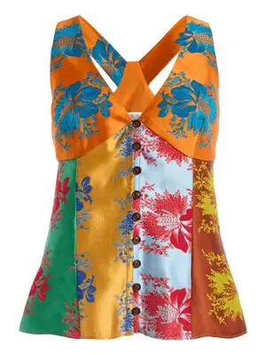 Rosie Assoulin Row; Row; Row Your Buttons Silk-blend Top - Multi
