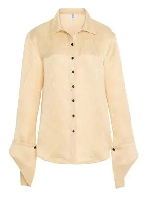 Rosie Assoulin French Cuff Jacquard Silk-Blend Shirt Ivory