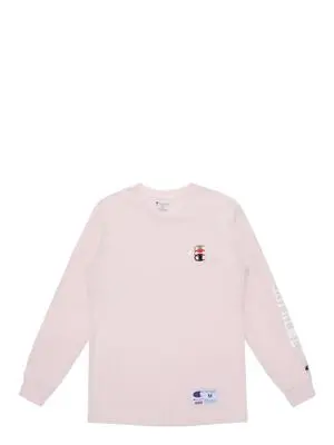 Supreme Champion Stacked C Long Sleeve Tee Shirt - Light Pink
