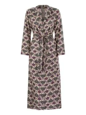 Max Mara Printed Silk Kaftan Dress - Purple