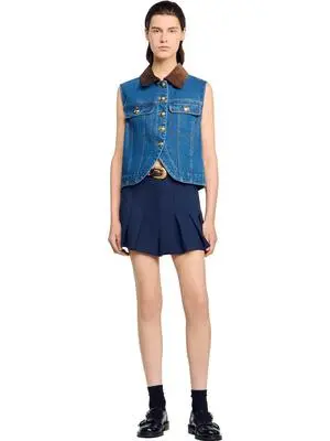 Sandro Sleeveless Denim Vest - Blue Jean