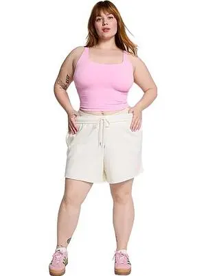 Pink Campus Fleece Relaxed Fit Shorts Beige